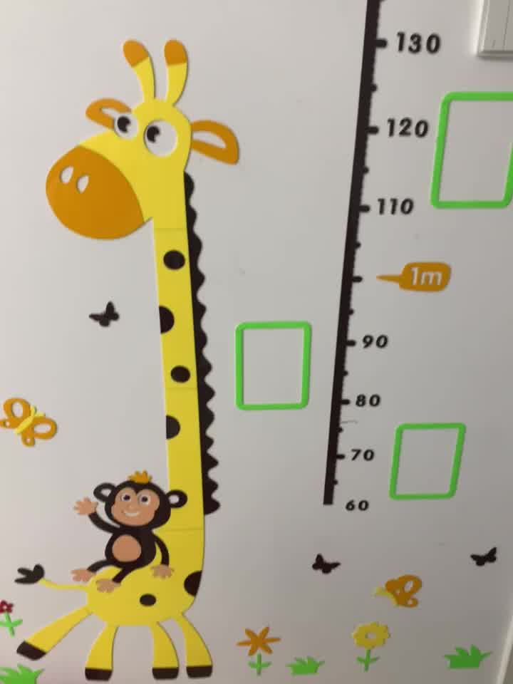 长颈鹿测量身高贴纸,测量身高简笔画,测量身高_大山谷图库